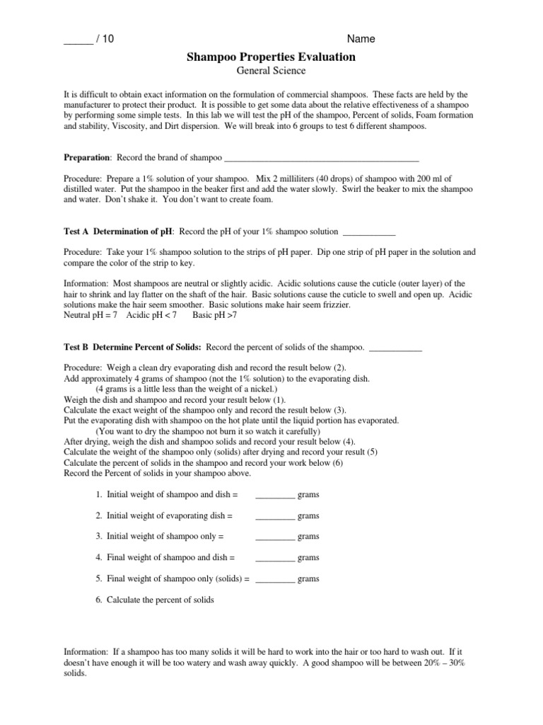 Shampo | PDF | Shampoo | Experiment