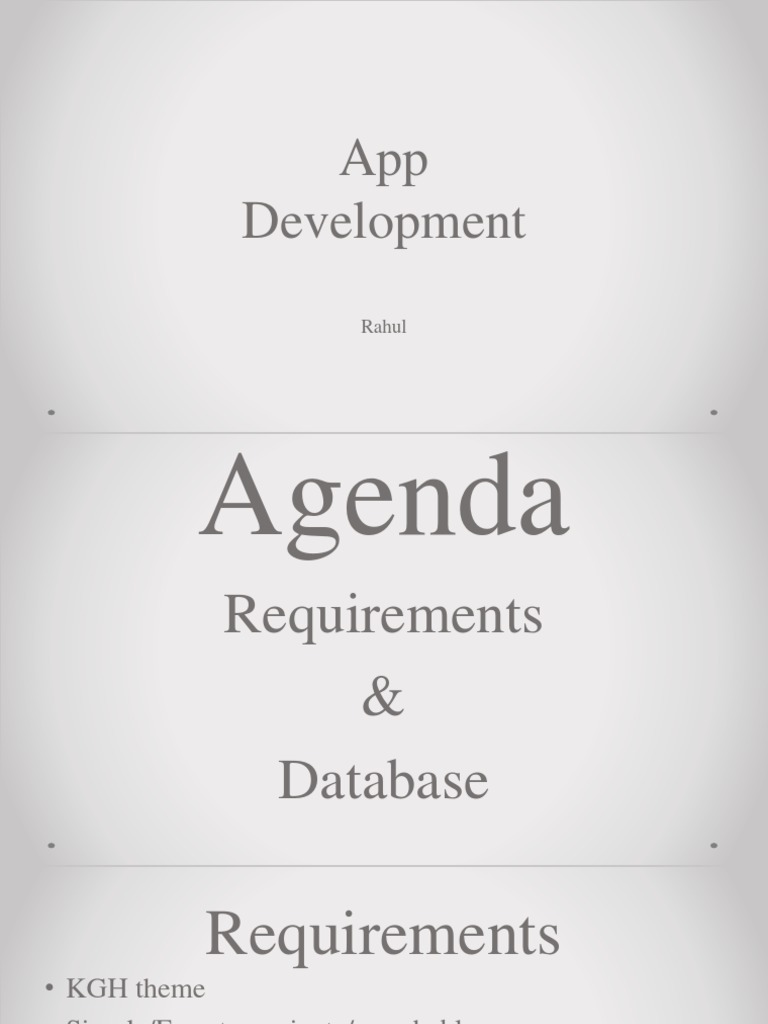 KGH App Development Agenda & Requirements | PDF