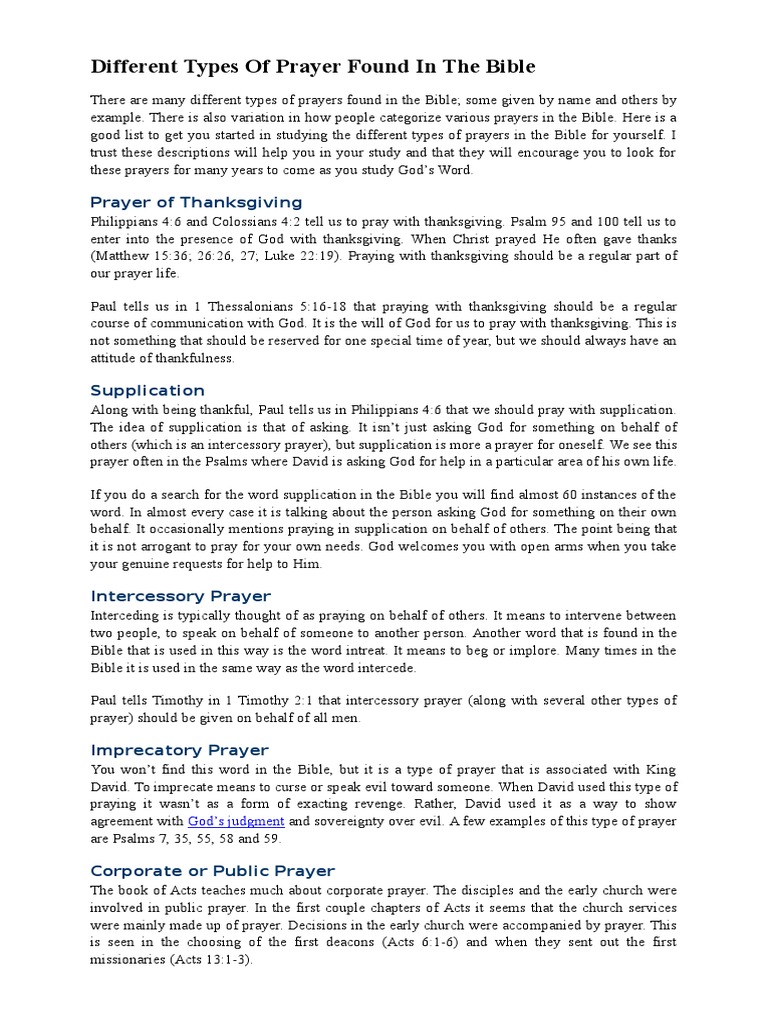 Different Types of Prayer Found in the Bible | Intercession | Prayer