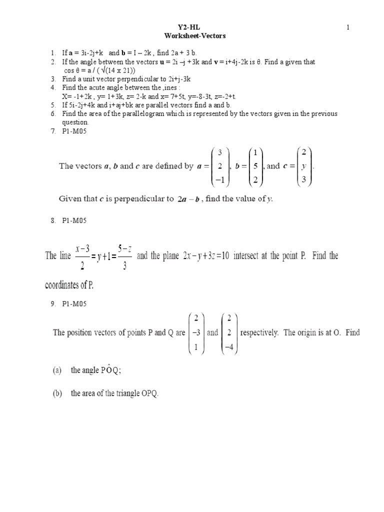 Vector Calculations Worksheet | PDF | Business