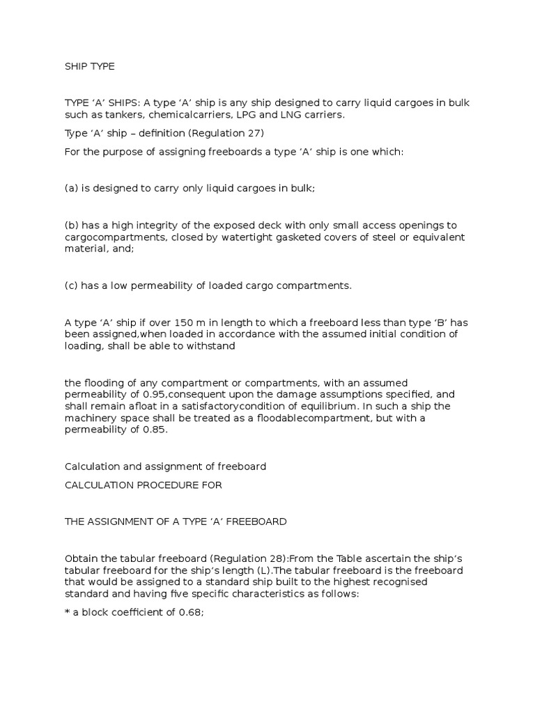 Tanker Freeboard Assignment | PDF | Ships | Deck (Ship)