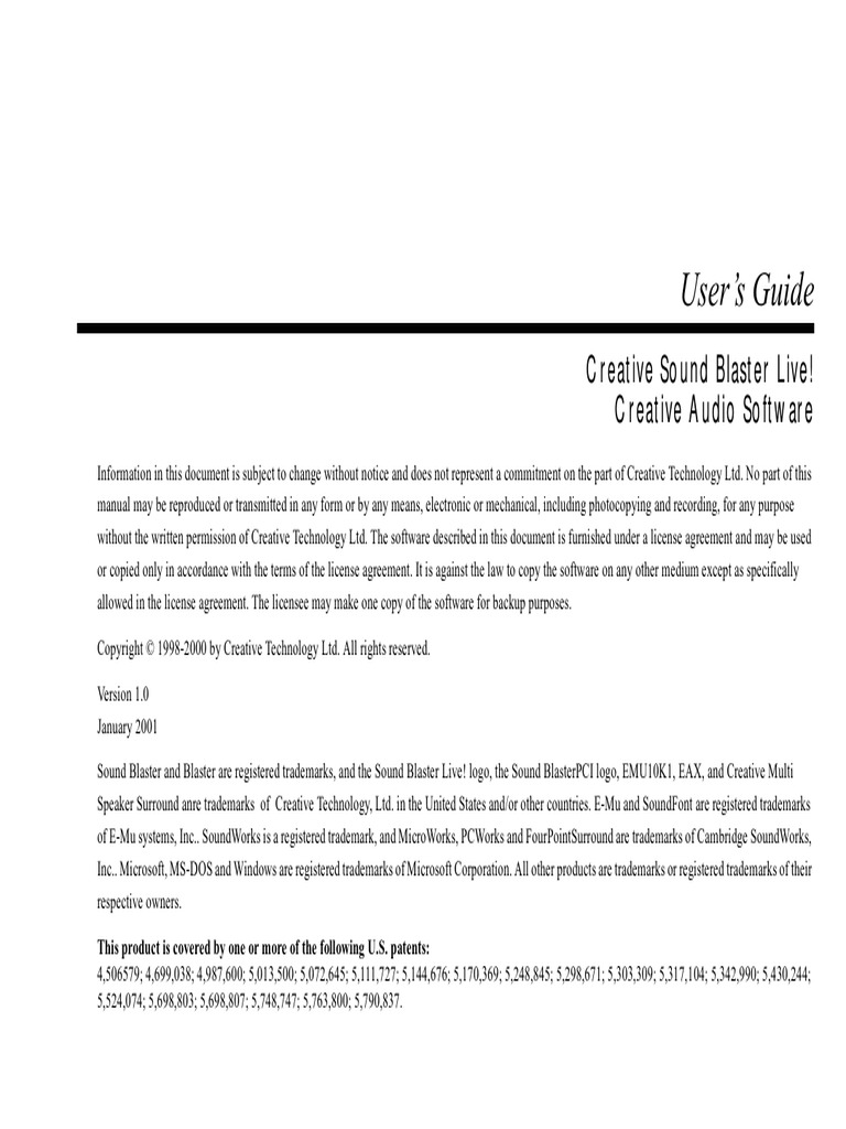 Creative Sound Blaster Live! Creative Audio Software | PDF | Microsoft ...