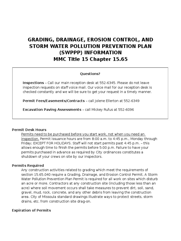 SWPPP Information | PDF | Drainage | Stormwater