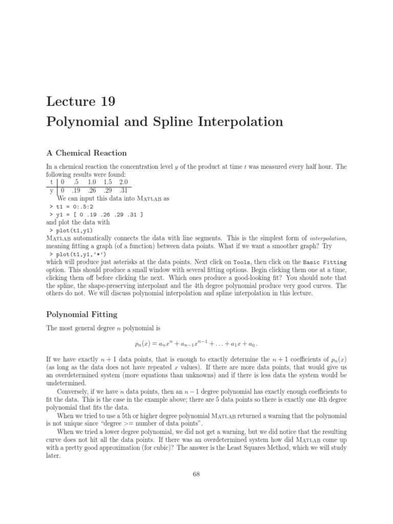 Lecture19 PDF | PDF | Interpolation | Spline (Mathematics)