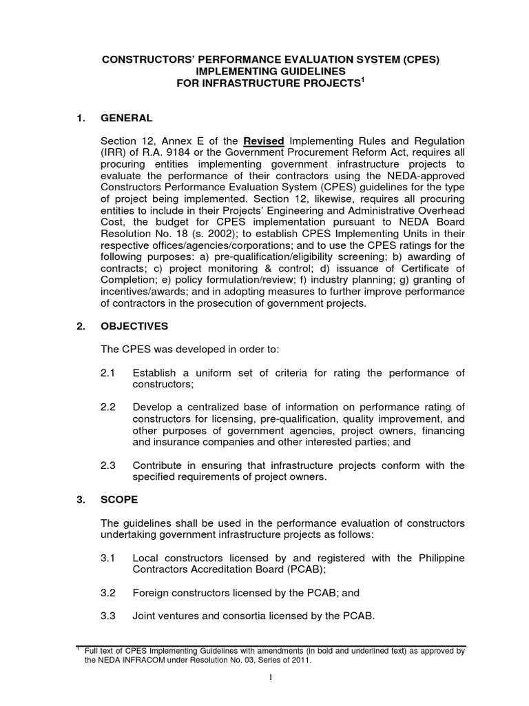 CPES Guidelines for Infrastructure Evaluation | PDF | Percentage ...
