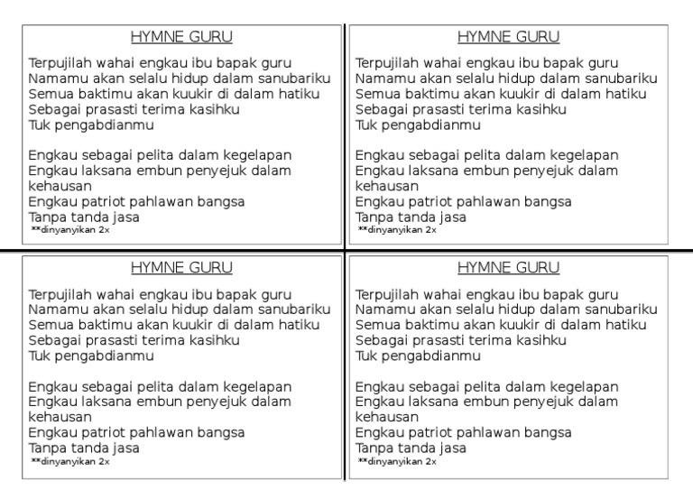 Lirik Lagu Hymne Guru | PDF