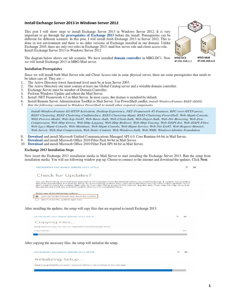 Scenario - Passo1 - Install Exchange Server 2013 in Windows Server 2012 PDF | PDF | Active ...