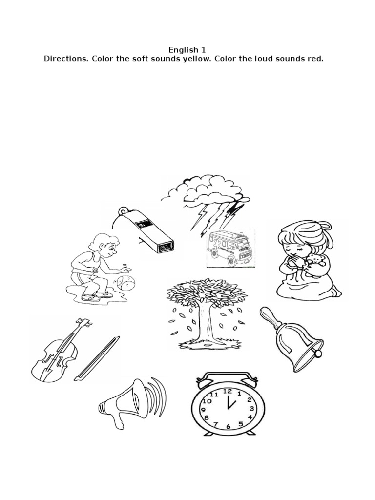 English 1 Directions. Color The Soft Sounds Yellow. Color The Loud ...