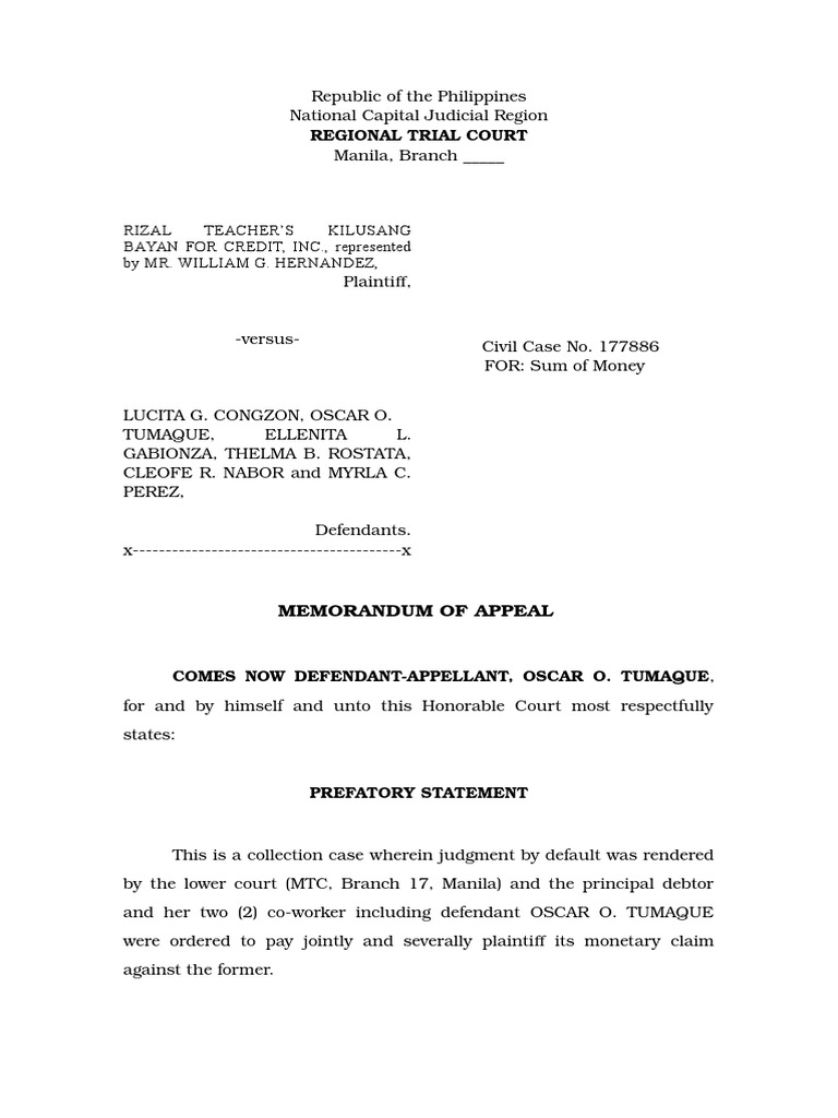 Memo Appeal | Download Free PDF | Joint And Several Liability | Lawsuit