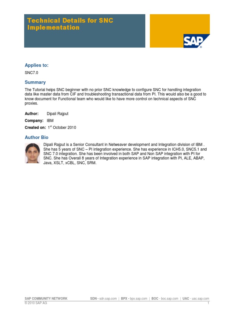 Technical Information For SNC Implementation PDF | PDF