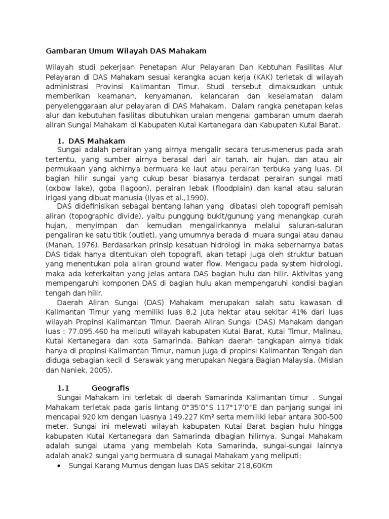 DAS Mahakam: Geografi dan Hidrologi | PDF | Perjalanan | Sains & Matematika