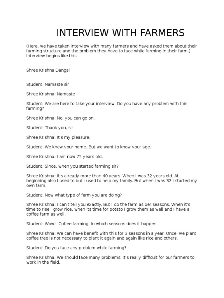 Interview With Farmers | PDF | Lifestyle