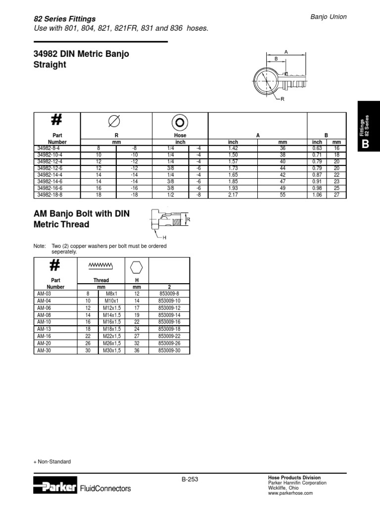 DIN Metric Banjo Straight: Use With 801, 804, 821, 821FR, 831 and 836 ...