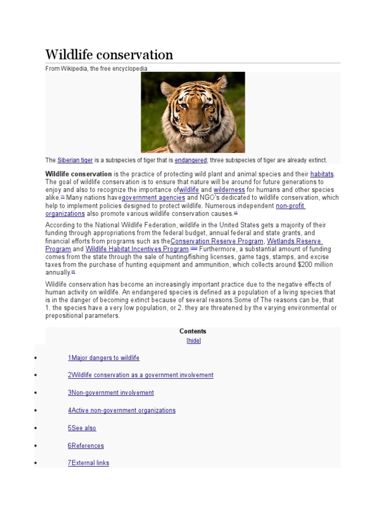 Wildlife Conservation: From Wikipedia, The Free Encyclopedia | PDF