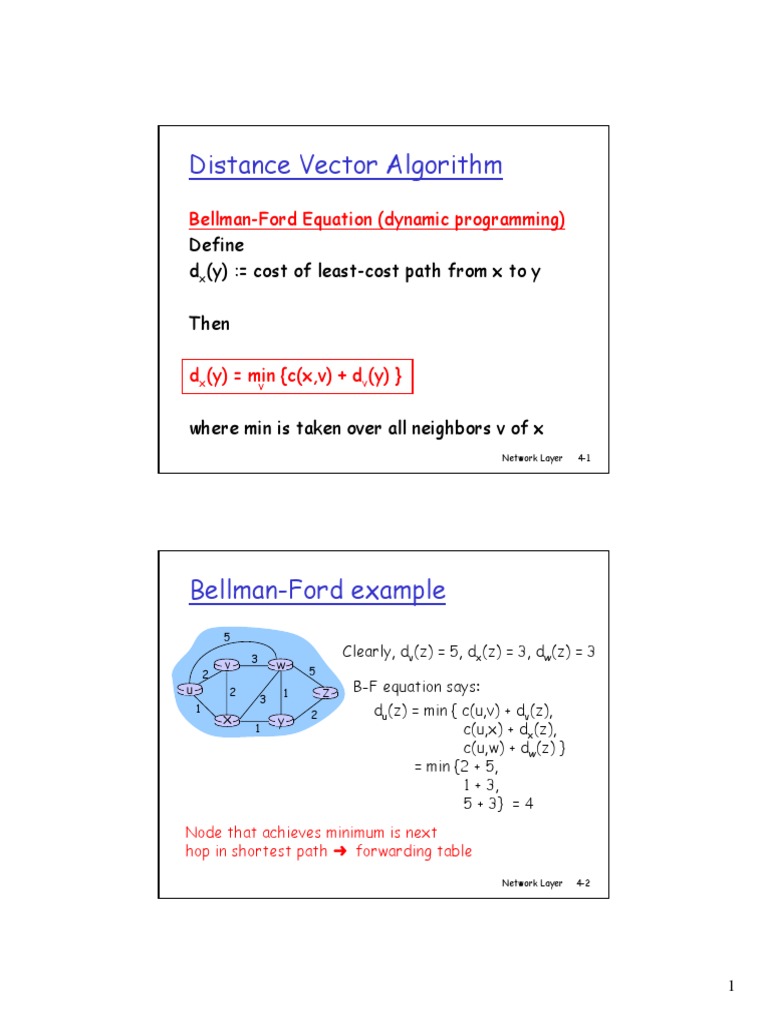 Distance Vector Algorithm: Bellman-Ford Equation (Dynamic Programming ...