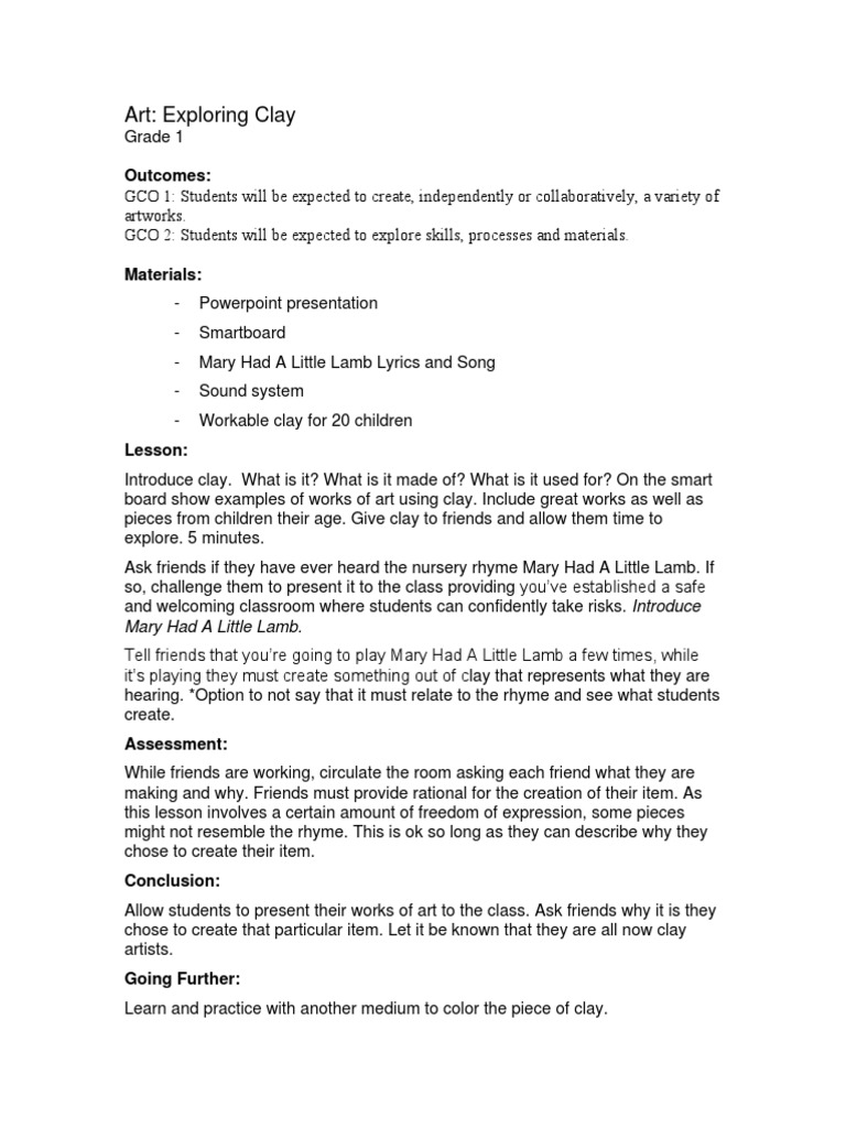 Exploring Clay Lesson | PDF