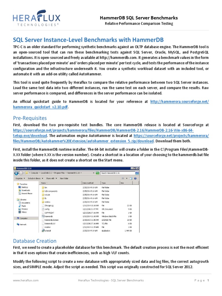 Hammerdb SQL Server Benchmarks PDF | PDF | Microsoft Sql Server | Oracle Database