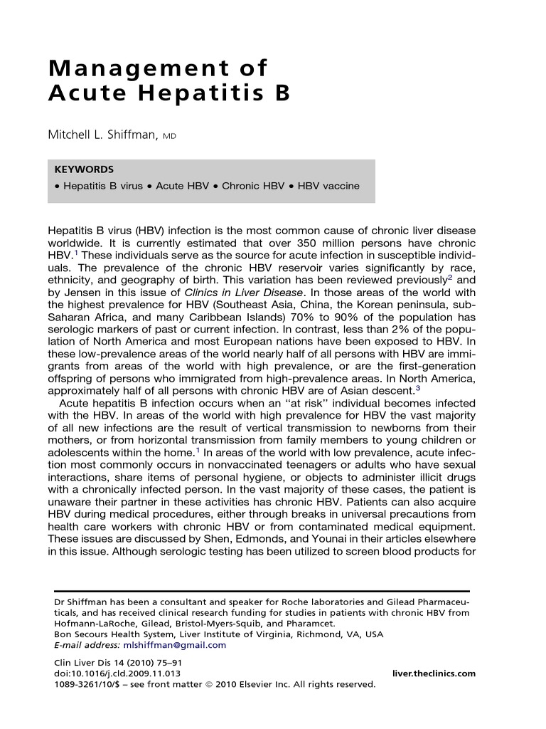 Management of Acute Hepatitis B PDF | PDF | Hepatitis B | Hepatitis