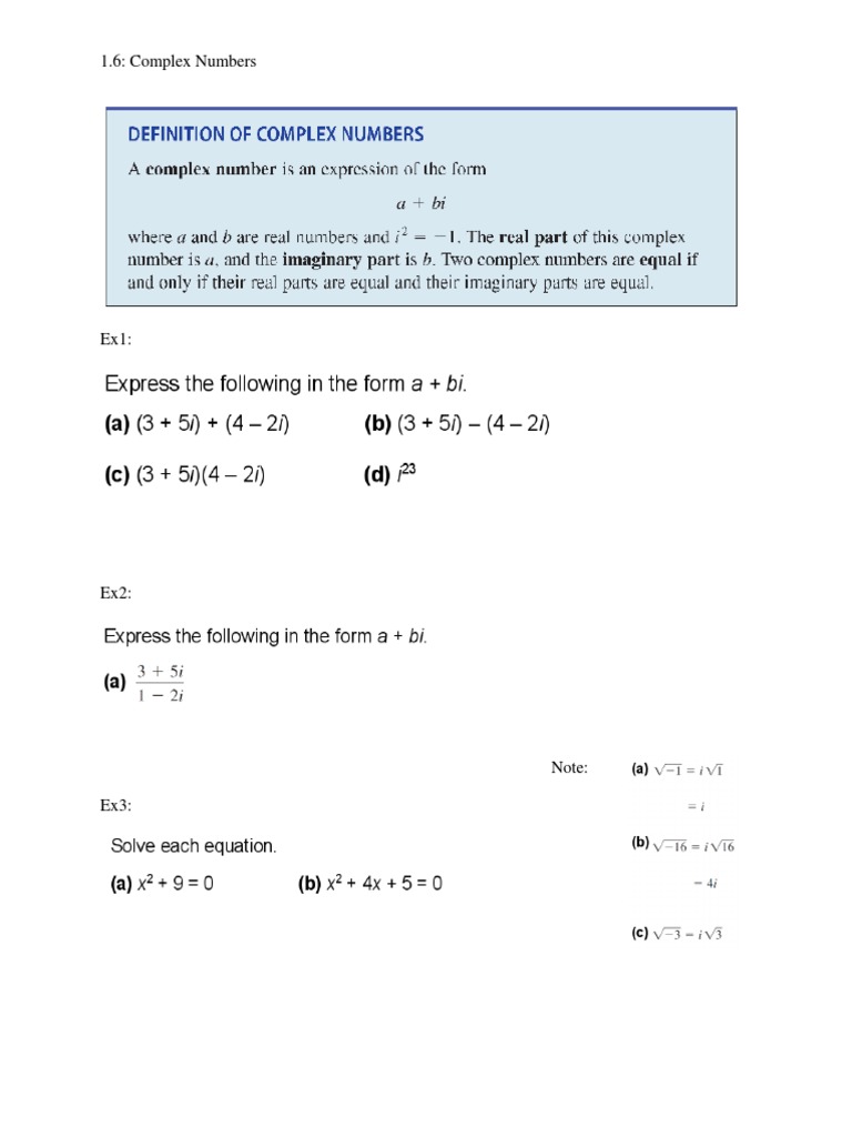 1.6: Complex Numbers | PDF