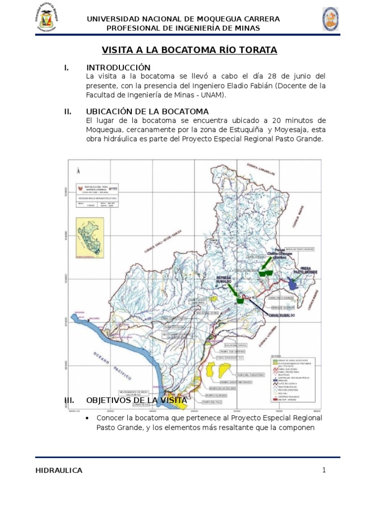 Visita A Bocatoma Río Torata | PDF | Descarga (hidrología) | Agua