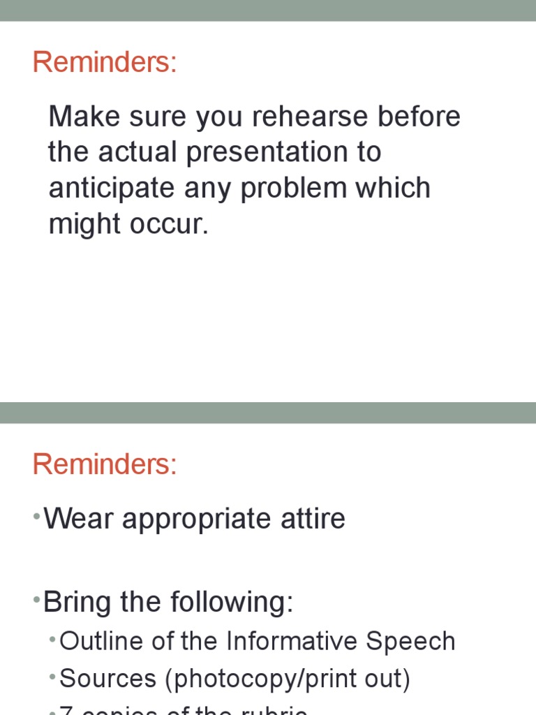 Reminders:: Make Sure You Rehearse Before The Actual Presentation To ...