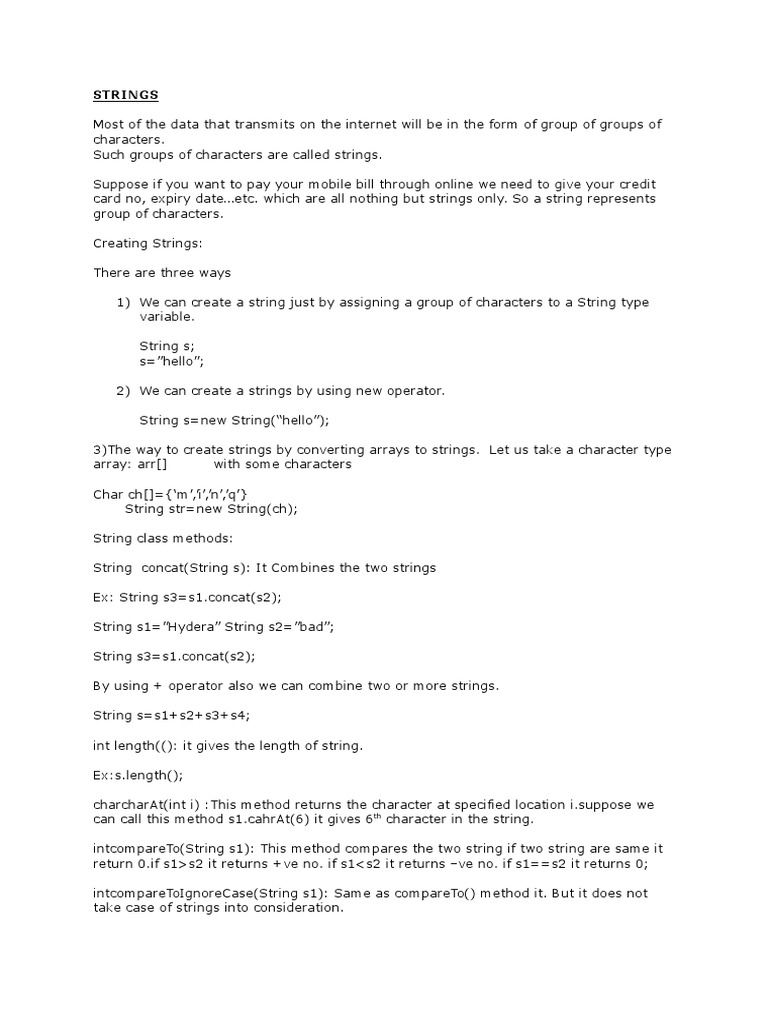 STRINGS StringBuffer StringBuilder StringTokenizer | PDF