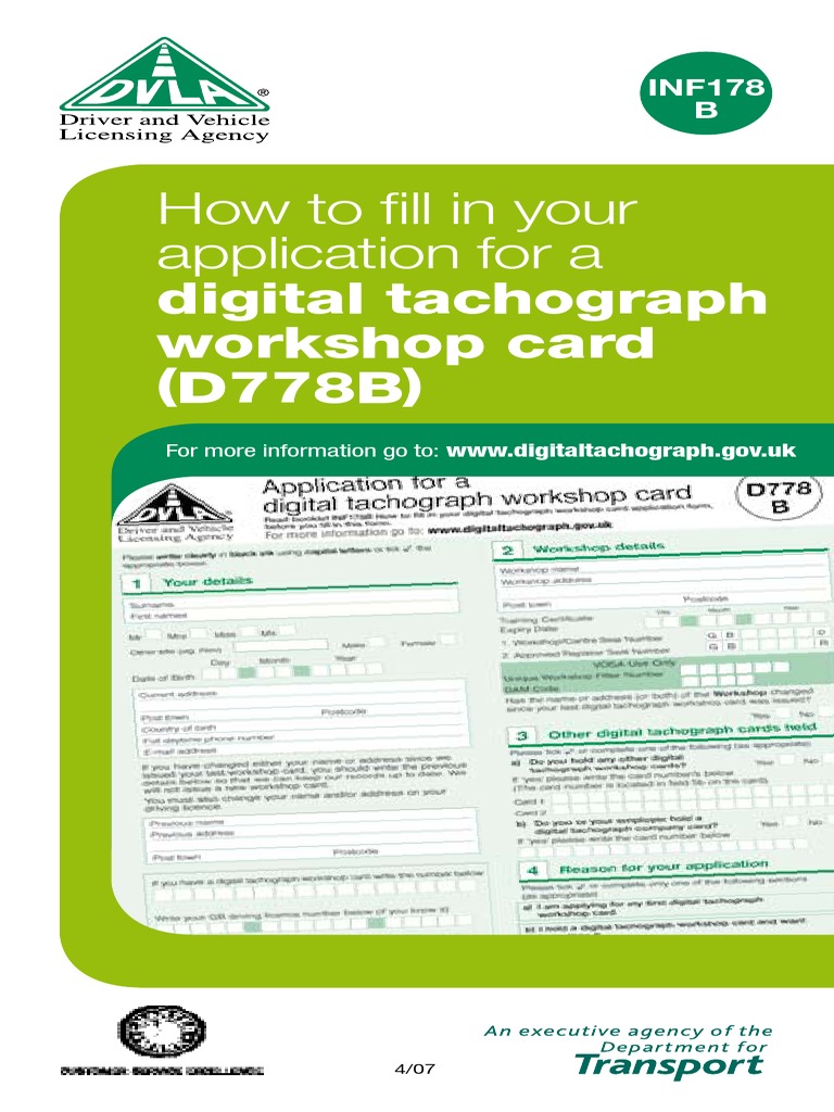 Digital Tachograph Workshop Card Appliation Guidance d778b | PDF ...