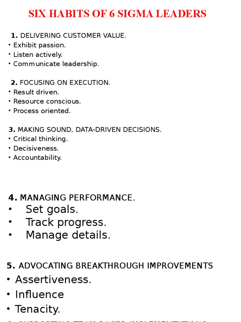 Six Habits of 6 Sigma Leaders | PDF