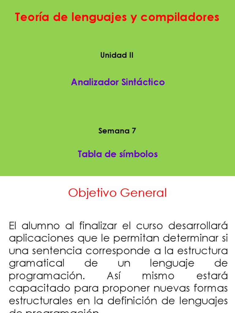 S07 - 1 Tabla de Simbolos | PDF | Compilador | Lenguaje de programación