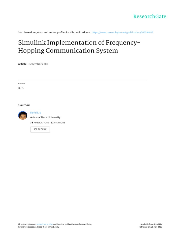 Simulink Implementation of Frequency-Hopping Communication System | PDF | Modulation | Detector ...