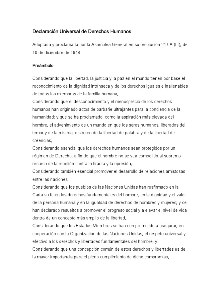 Carta de Los Derechos Humanos PDF | PDF