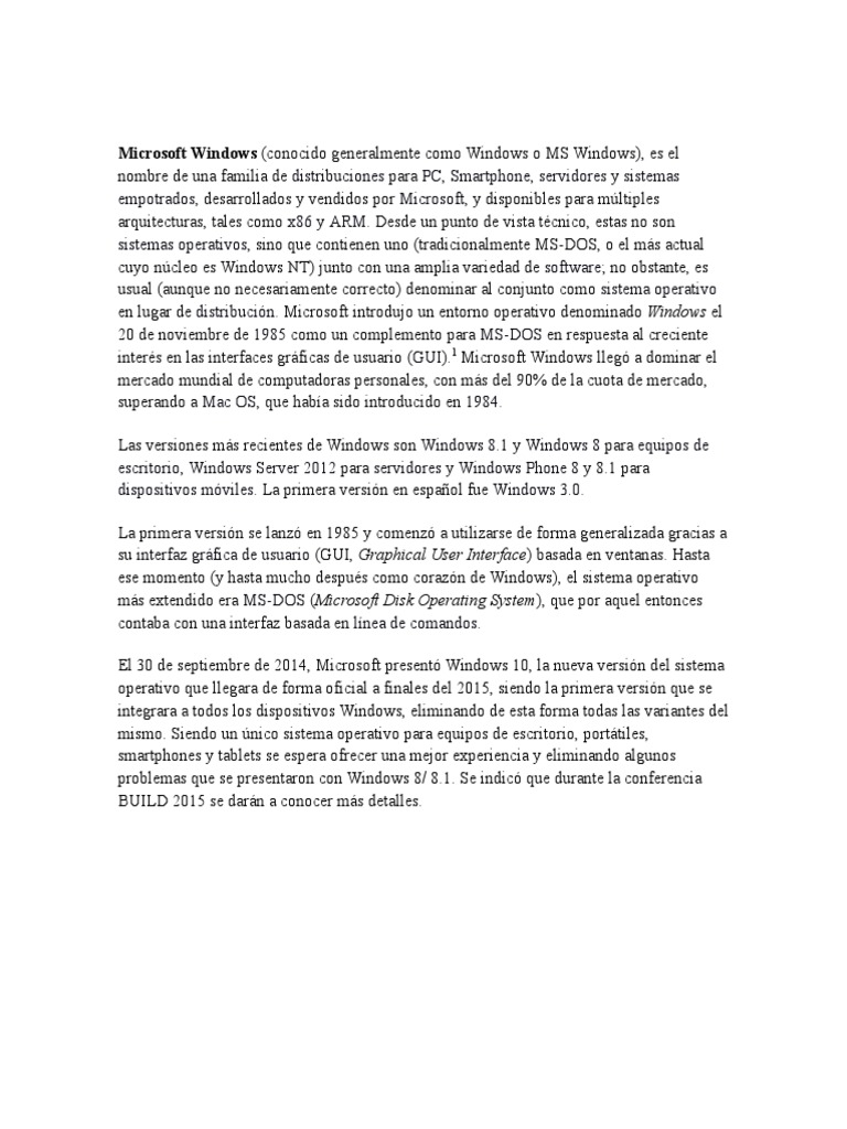 Microsoft Windows | PDF | Interfaces gráficas de usuario | Microsoft ...
