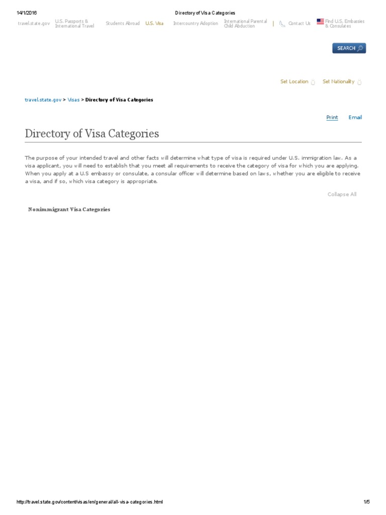Directory of Visa Categories | PDF | Travel Visa | Immigration To The ...