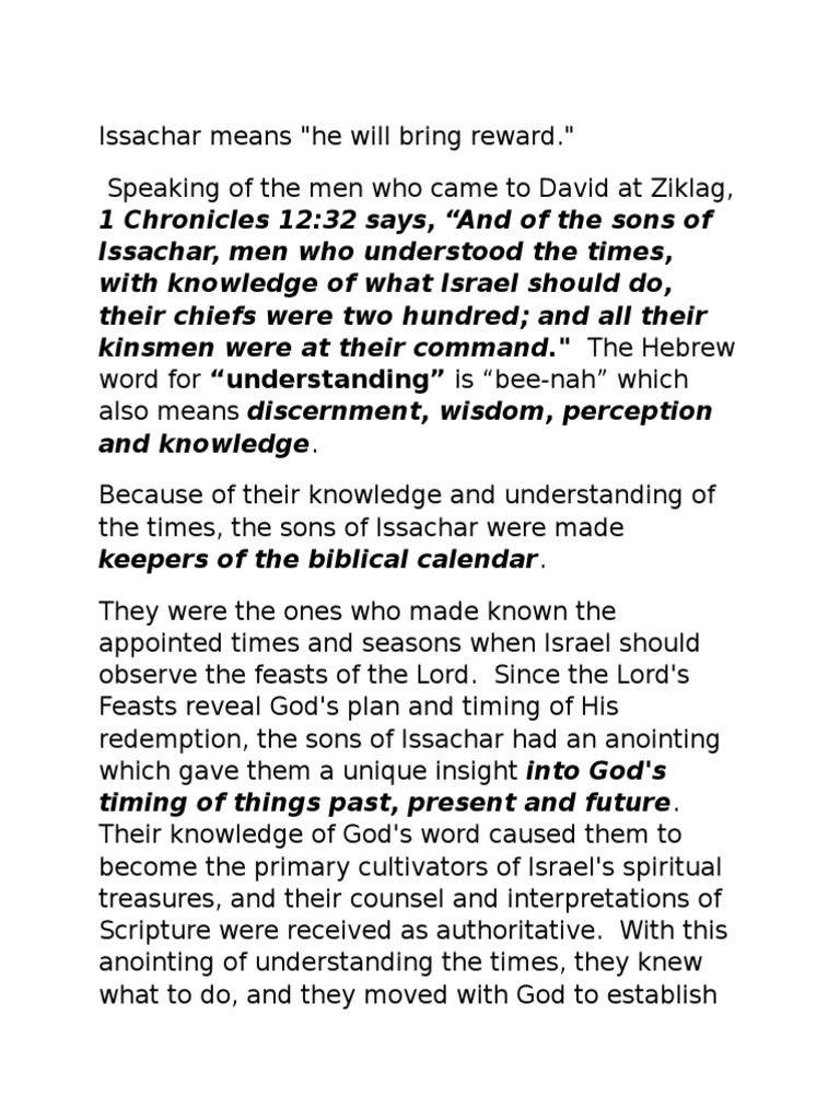 Sons of Issachar | PDF | David | Heaven