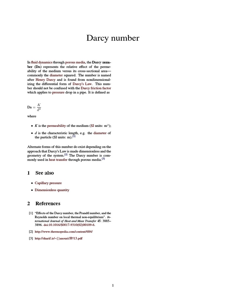Darcy Number PDF | PDF | Fluid Mechanics | Physical Quantities