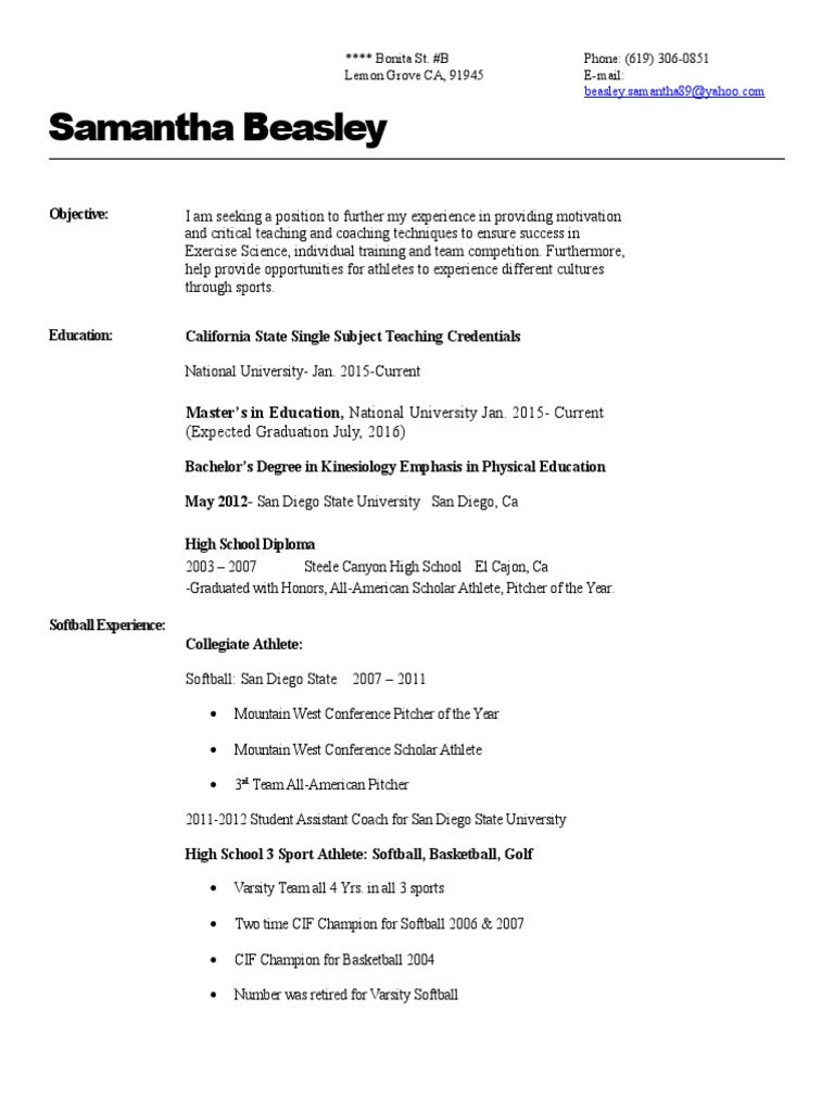 Samantha Beasley Resume-2014 | PDF | Teachers | Behavior Modification