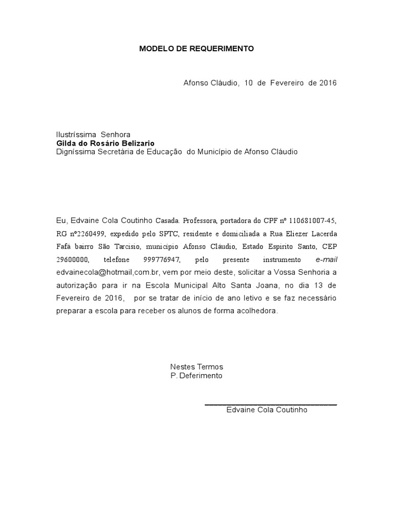 Modelo de Requerimento Inicial 1264087764 | PDF