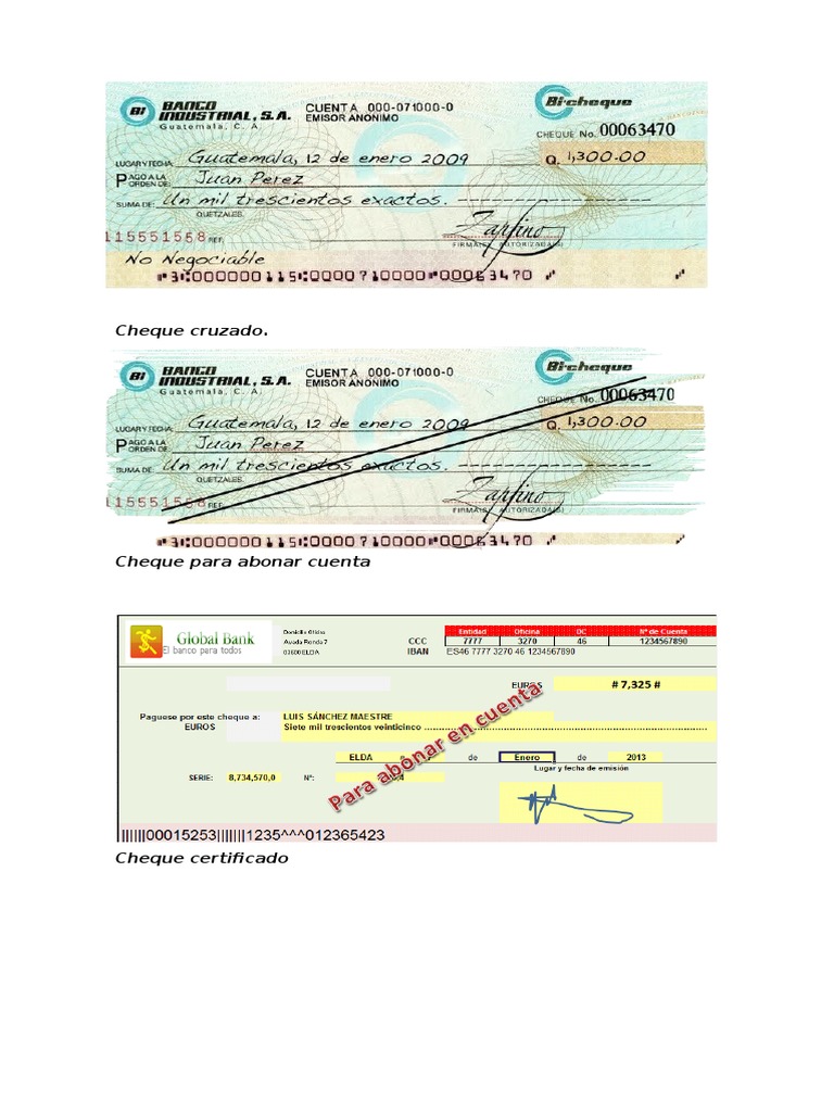 Tipos de cheques bancarios | PDF