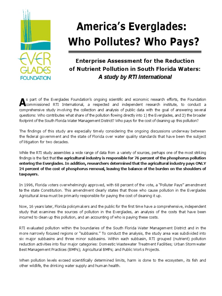 America's Everglades: Who Pollutes? Who Pays?: A Study by RTI ...