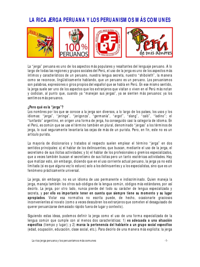 Jergas y Peruanismos Comunes | Spanish Language | Peru