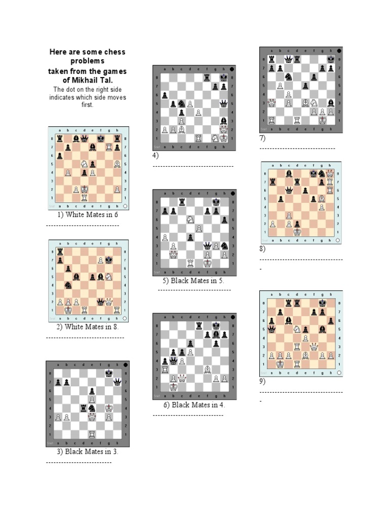 70 Chess Puzzles by Mikhail Tal | PDF | Chess | Chess Theory