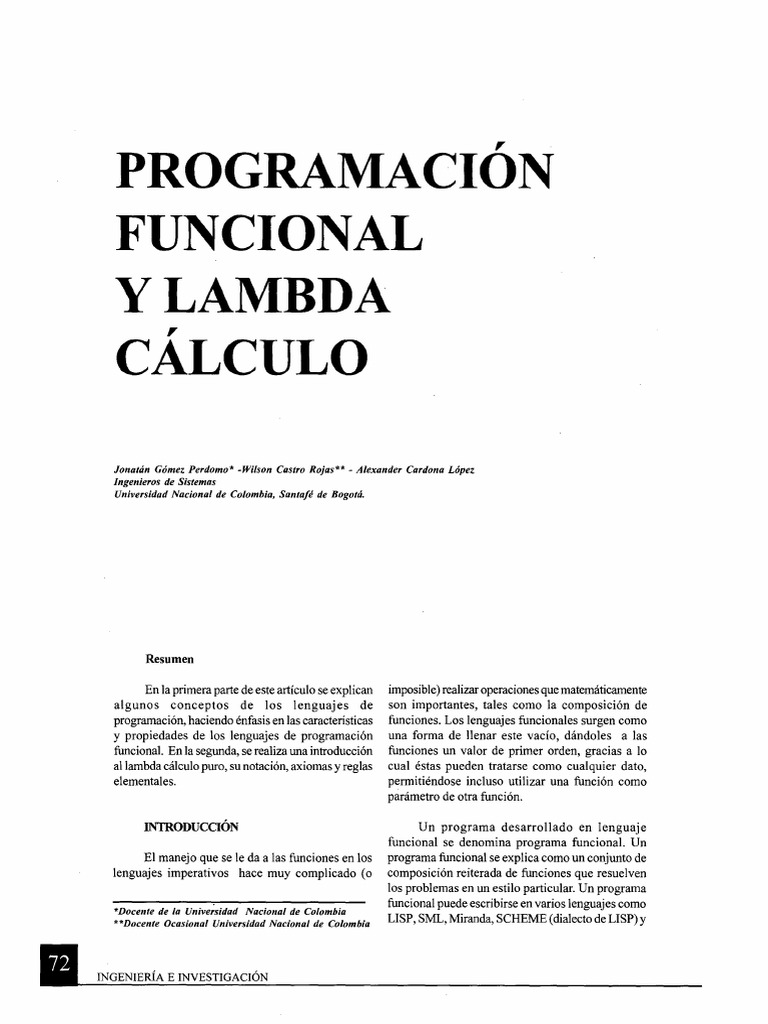 Lambda Calculo PDF | PDF | Lenguaje de programación | Programacion Funcional