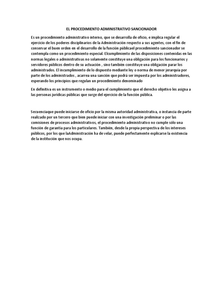 El Procedimiento Administrativo Sancionador PDF | PDF