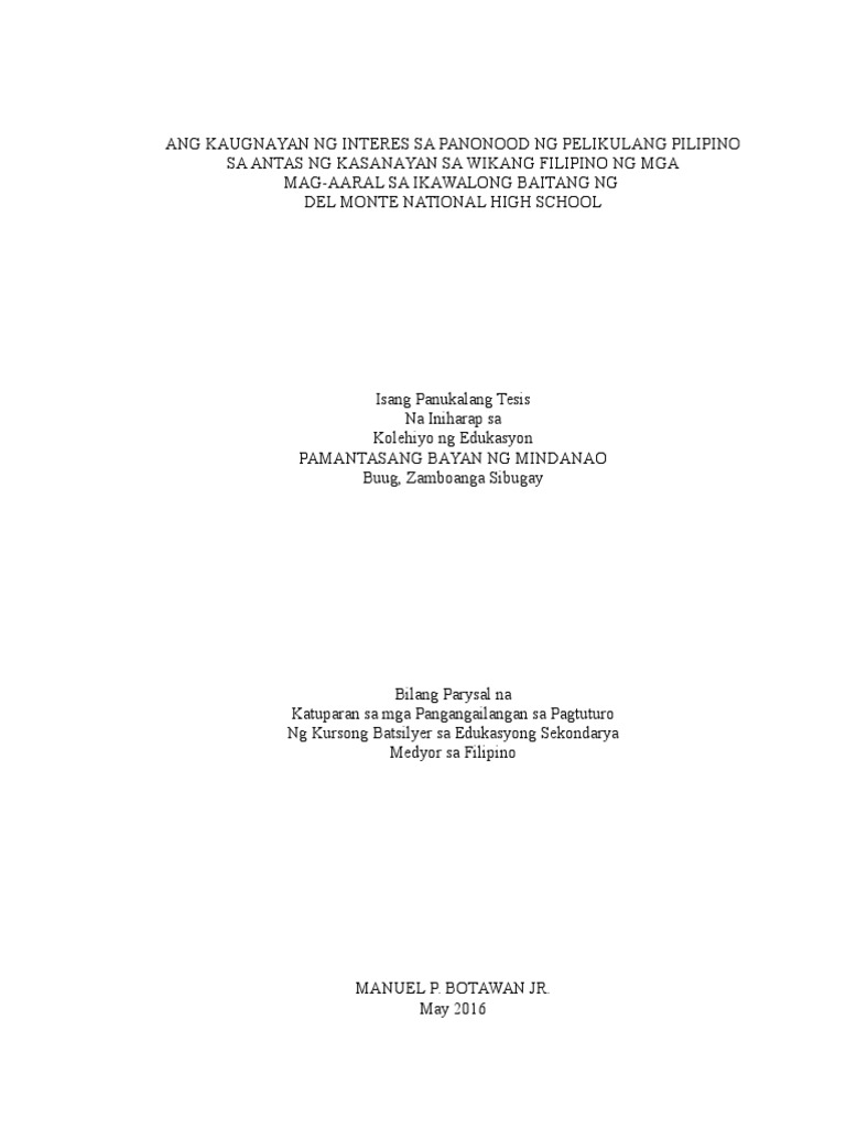 Filipino Thesis Proposal | PDF