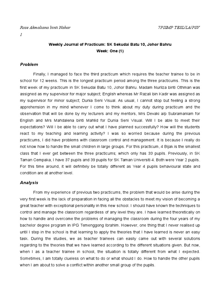 Journal Practicum | PDF | Mentorship | Teachers