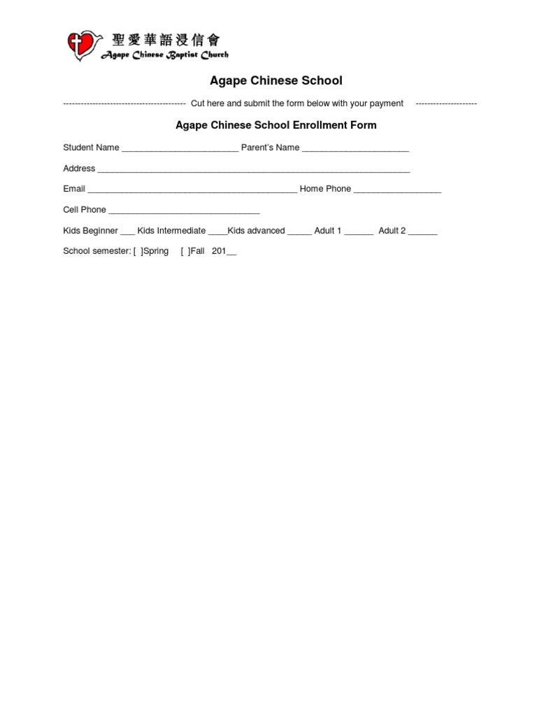 Chinese School Enroll Form 1 | PDF | Mobile Telecommunications | Business