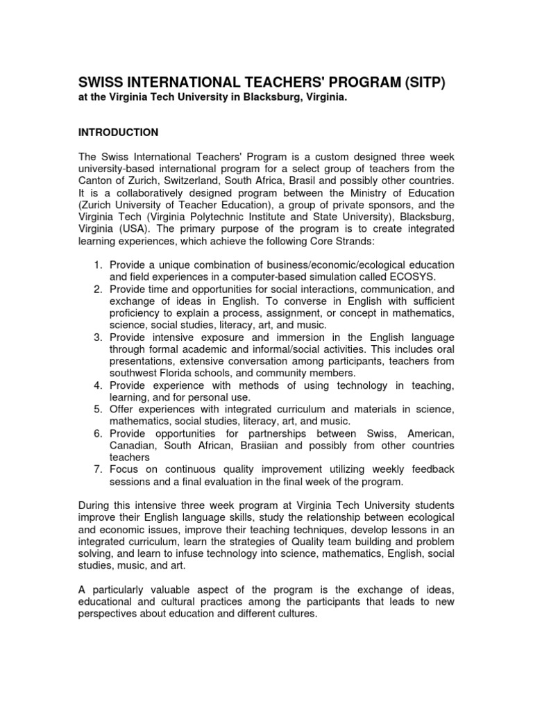 SITP Introduction | PDF | Educational Technology | Teachers