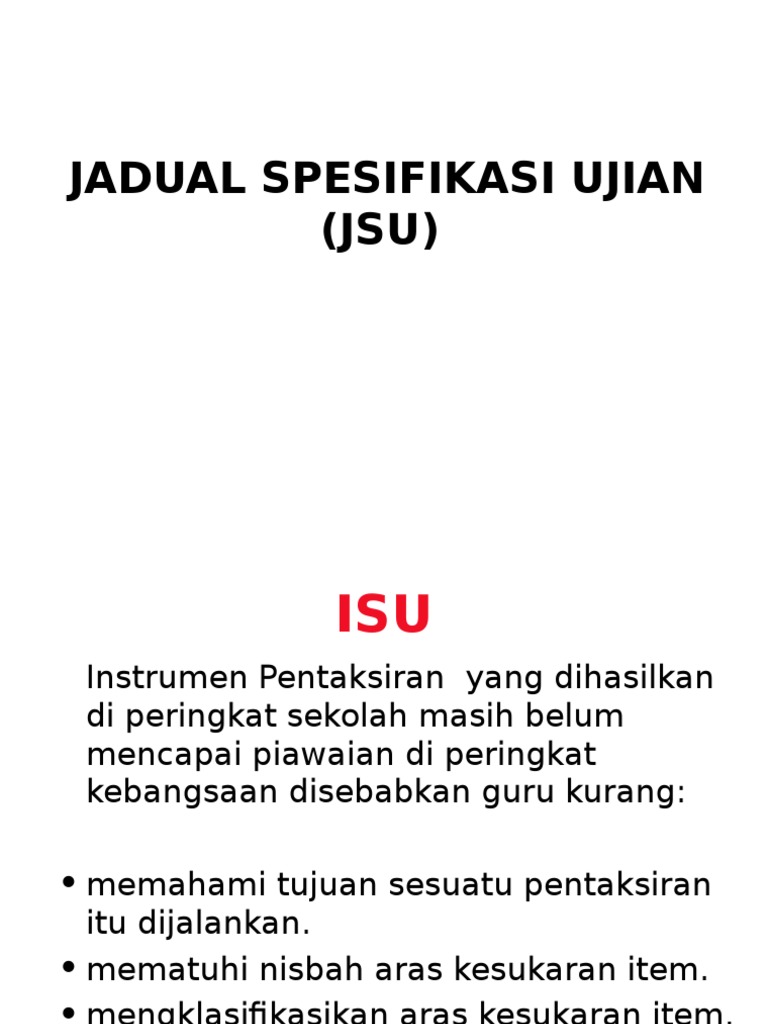 Jadual Spesifikasi Ujian JSU | PDF