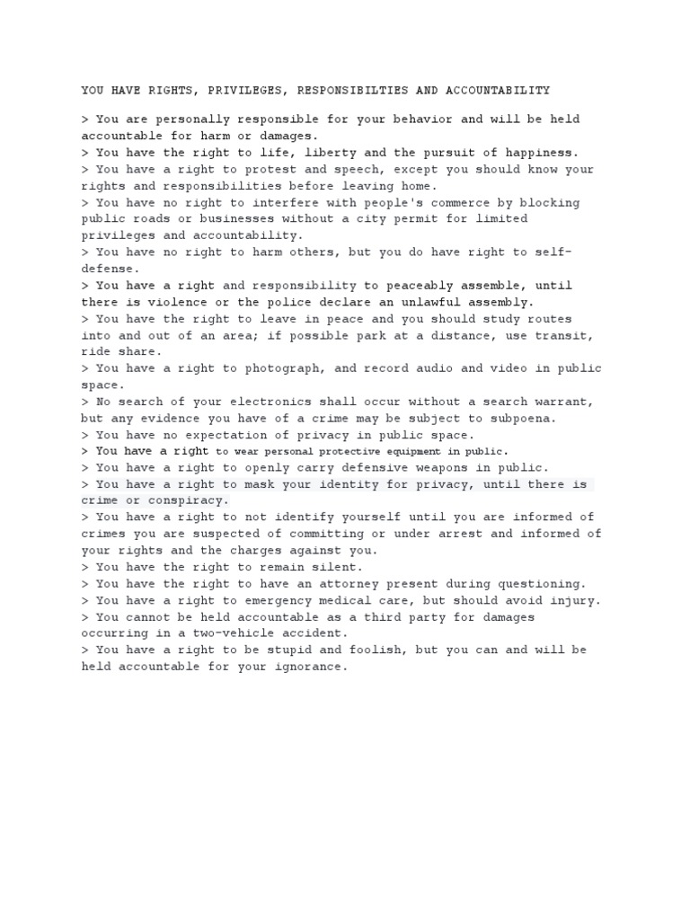 You Have Rights Responsibilities | PDF