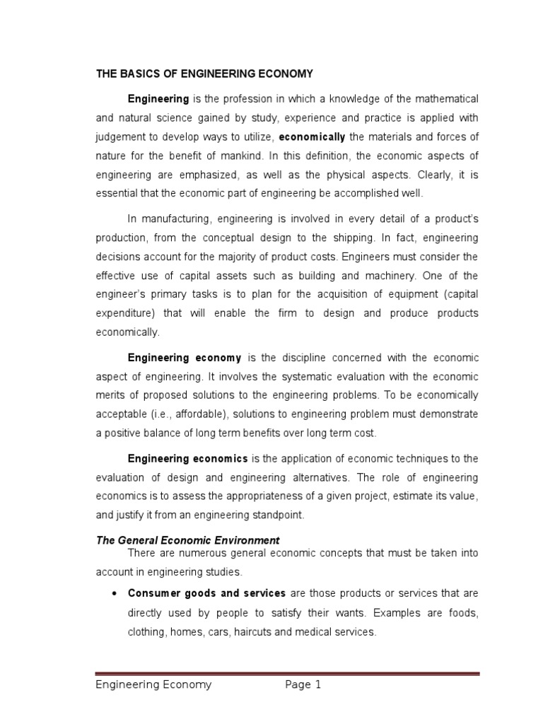 Understanding the Economic Foundations of Engineering: An In-Depth ...
